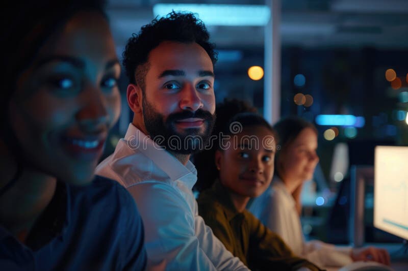 Group of People Working on Computers, Digital Communication and ...