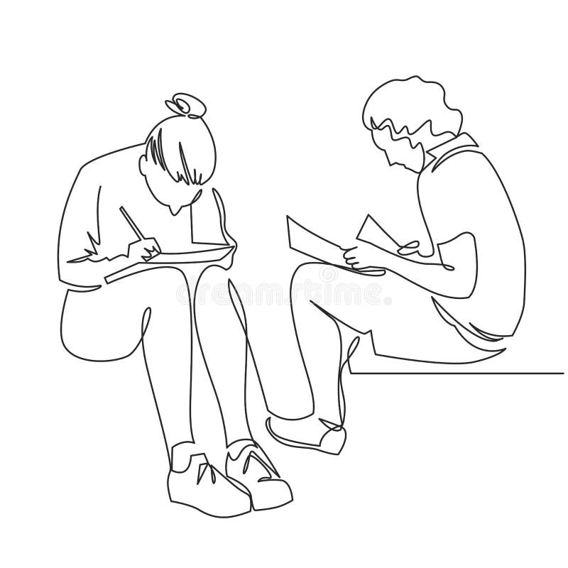 Continuous Line People Homework Stock Illustrations – 49 Continuous ...