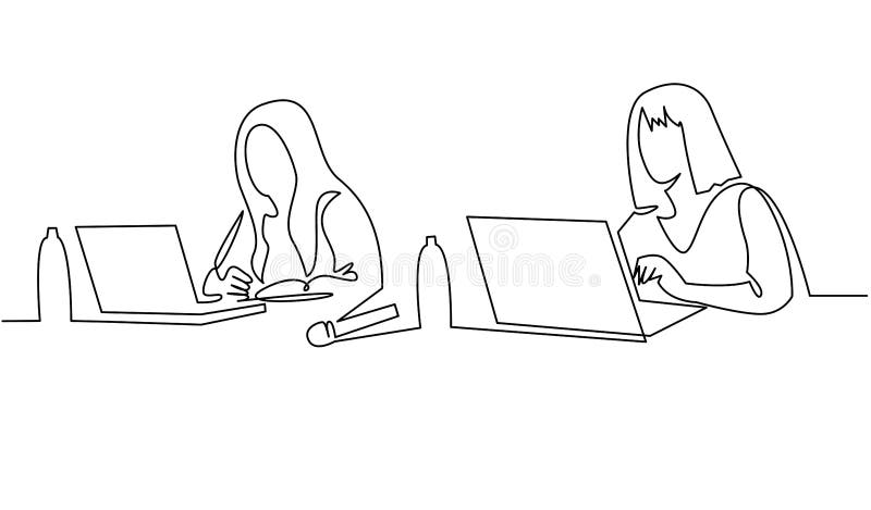 Students Continuous Line Drawing Stock Illustrations – 201 Students ...