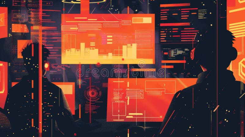 A Group of People are Working in a Dark Room AIG535 Stock Image - Image ...