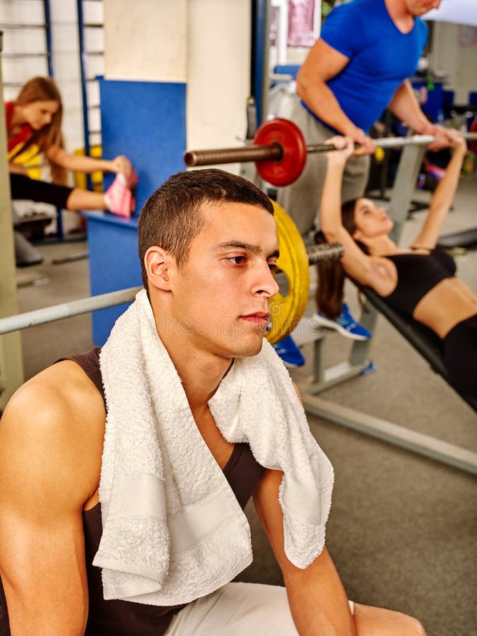 Group of People Working His Body at Gym. Stock Photo - Image of care ...
