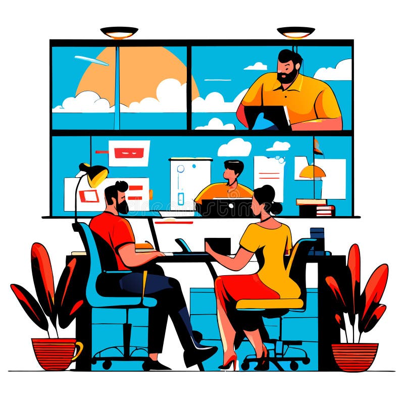 Group of People Working at Home. Work from Home. Remote Work Concept ...