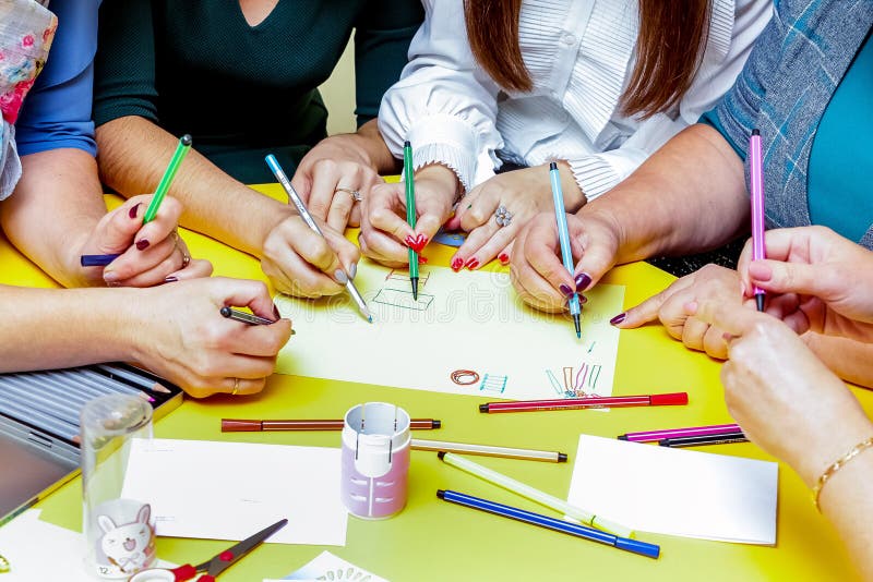 A Group of People is Working on a Joint Project. Performing a Sk Stock ...