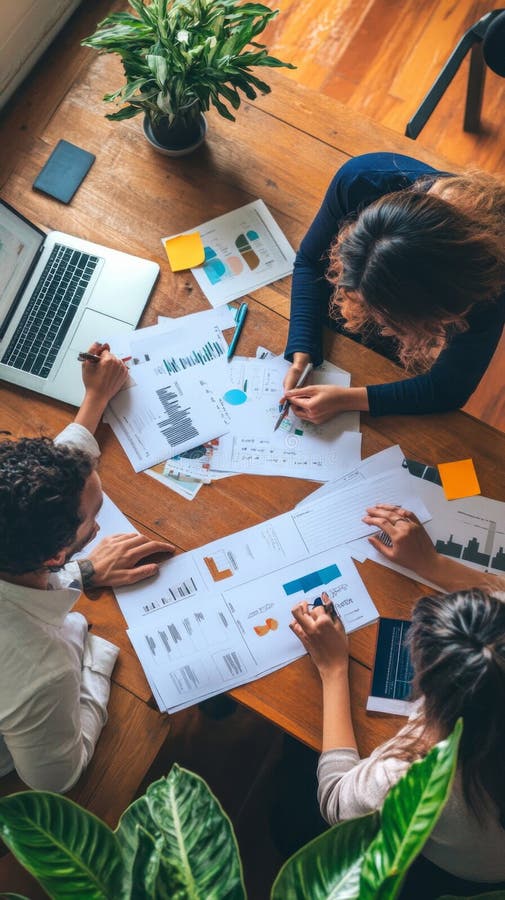 Group of People Working Out Business Plan in an Office Stock Photo ...