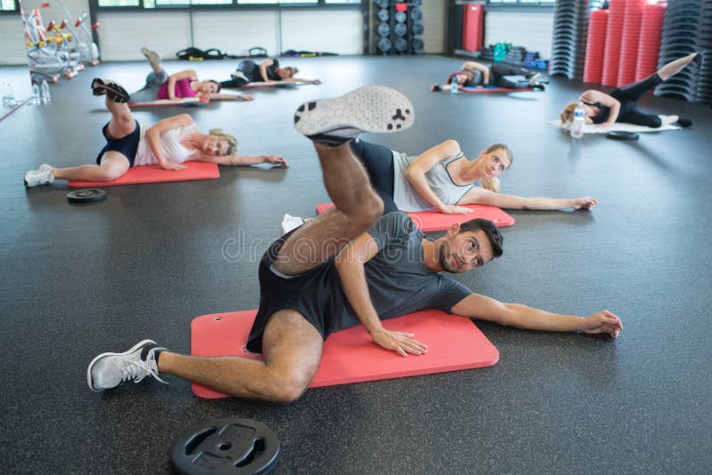 Group People Working Out in Fitness Class Stock Image - Image of ...