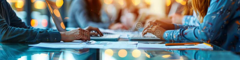 Group of People Working at a Table Stock Image - Image of discussion ...