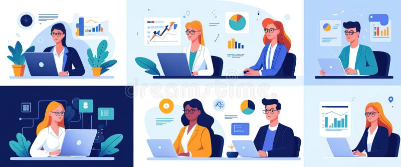 A Group of People are Working on Their Laptops in a Professional ...