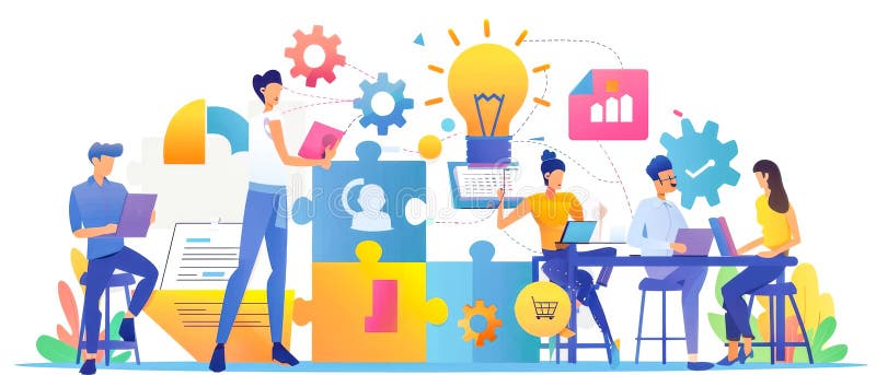 A Group of People are Working Together. Concept of Collaboration and ...