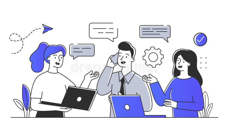 Group of People Working Vector Simple Stock Vector - Illustration of ...