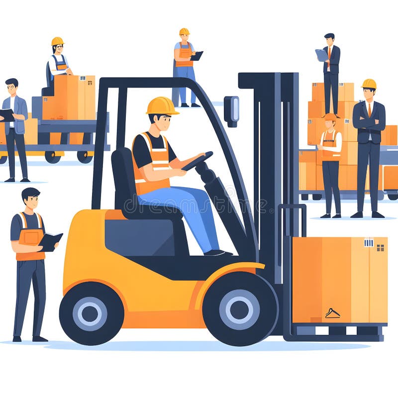 A Group of People are Working in a Warehouse, with One Man Operating a ...