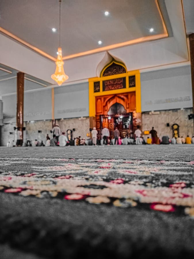Group of People Worshiping in Mosque Stock Image - Image of flooring ...