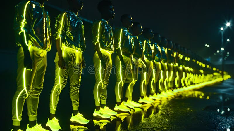 A Group of People in Yellow and Green Outfits Stock Image - Image of ...