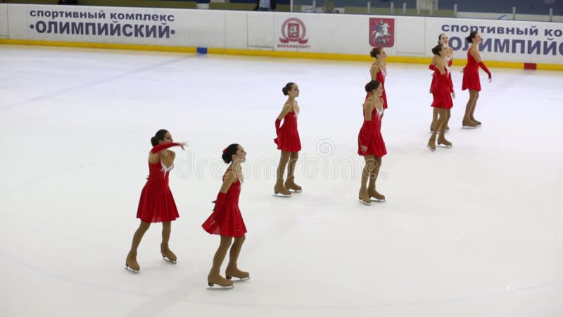 Group Performs at Synchronized Figure Skating Cup Stock Footage - Video ...