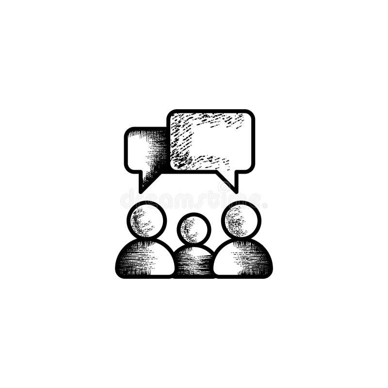 Group Person, Business Chat Hand Drawn Icon Vector Illustration Stock ...