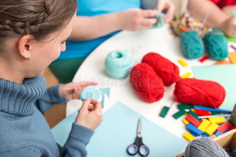A Group of Persons Doing Handicrafts Stock Photo - Image of inside ...