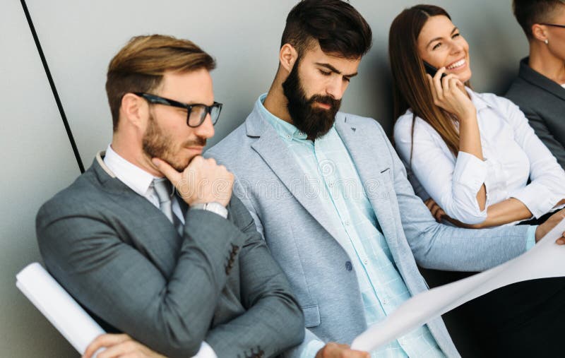 Group of Perspective Designers Discussing in Office Stock Image - Image ...