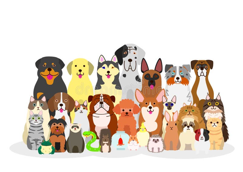 Set of pets illustration stock vector. Illustration of drawn - 65626485
