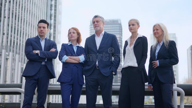 Group Pf Business People Standing and Smiling Outdoors Stock Image ...