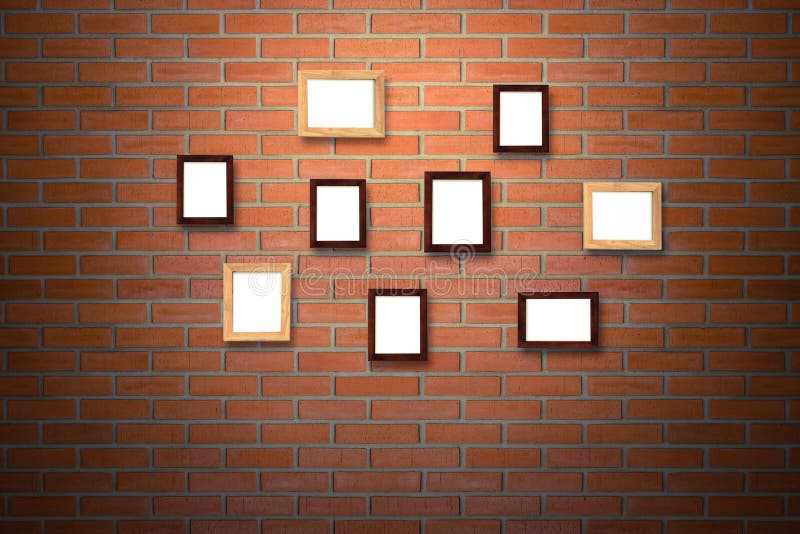 Group Photo Frames on the Wall Stock Image - Image of advertising ...
