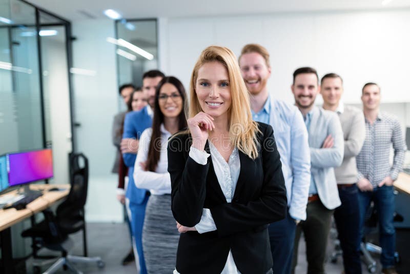 Group Picture of Business Team Posing in Office Stock Image - Image of ...