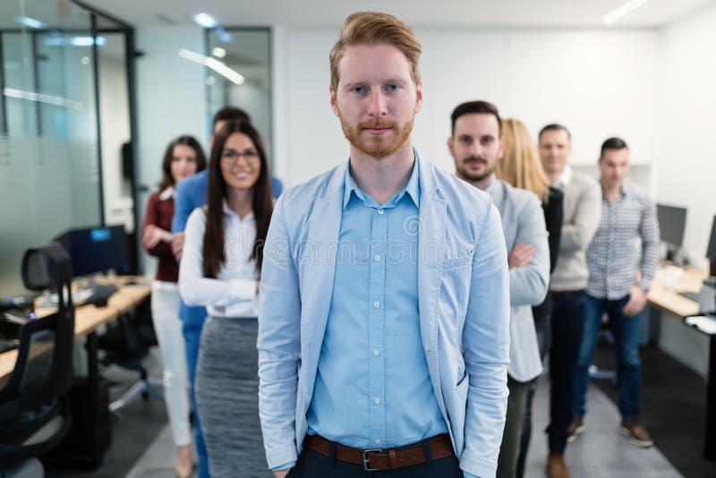 Group Picture of Business Team Posing in Office Stock Image - Image of ...