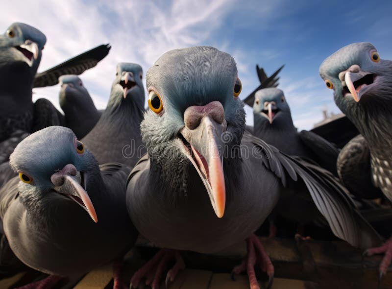 A group of pigeons stock illustration. Illustration of blue - 289732391
