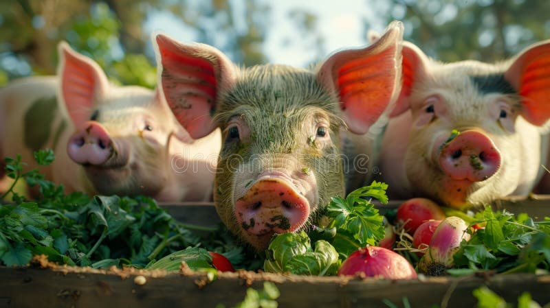 Group of piglets feeding stock photo. Image of outdoor - 354615320
