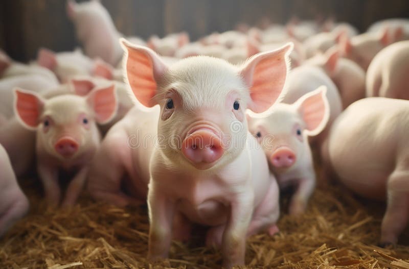 Group of Piglets Indoors in Farm Yard Setting. Generative Ai Stock ...
