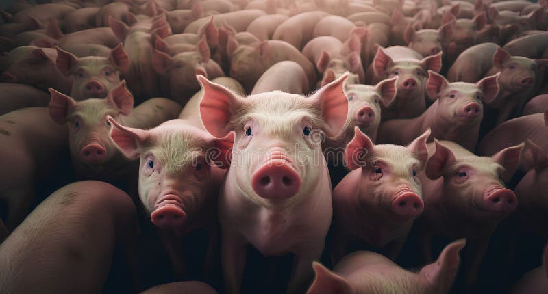 Group of Pigs on a Farm with Little Space, AI Generated Stock ...