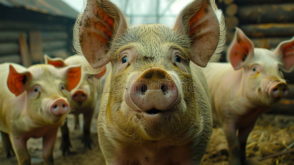 A Group of Pigs Standing in a Barn Stock Image - Image of stand, huddle ...