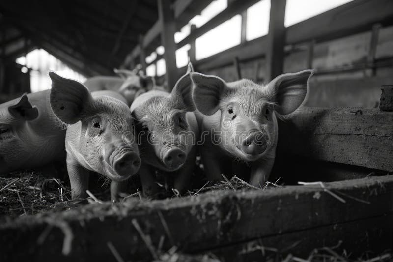 A Group of Pigs Standing Together, a Common Scene in Farm or Rural ...