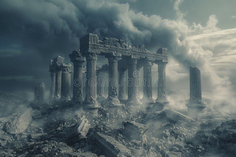 Group of Pillars on Top of Rubble, Suitable for Architectural Projects ...