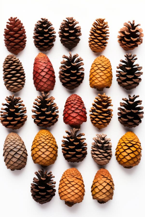 Group of Pine Cones Sitting on Top of Each Other on White Surface ...