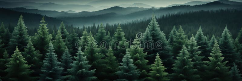 A Group of Pine Trees with Green Needles. Forest Pattern Background ...
