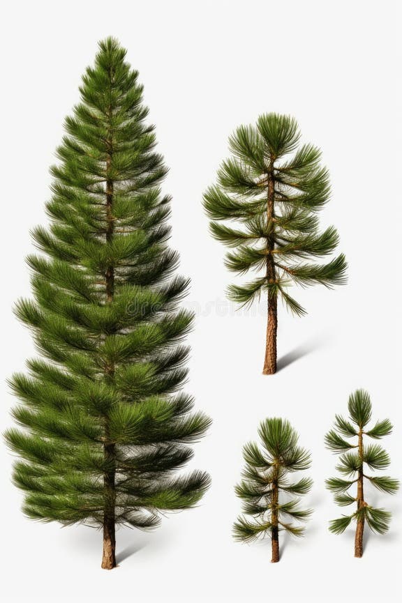 A Group of Pine Trees Isolated on a White Background. Ideal for Various ...