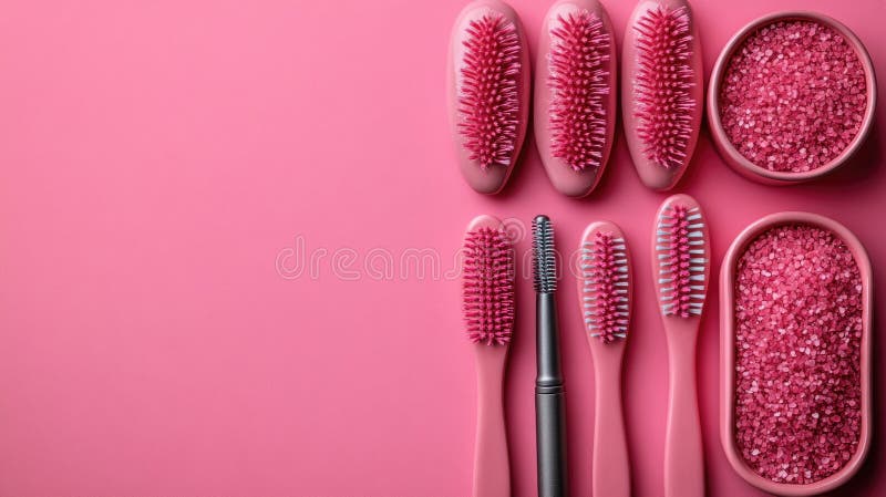 Group of Pink Brushes Arranged on a Pink Surface, Great for ...