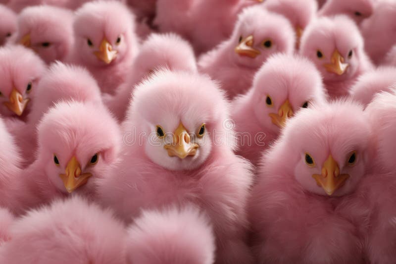 A Group of Pink Chickens Looking at the Camera, Created by Generative ...
