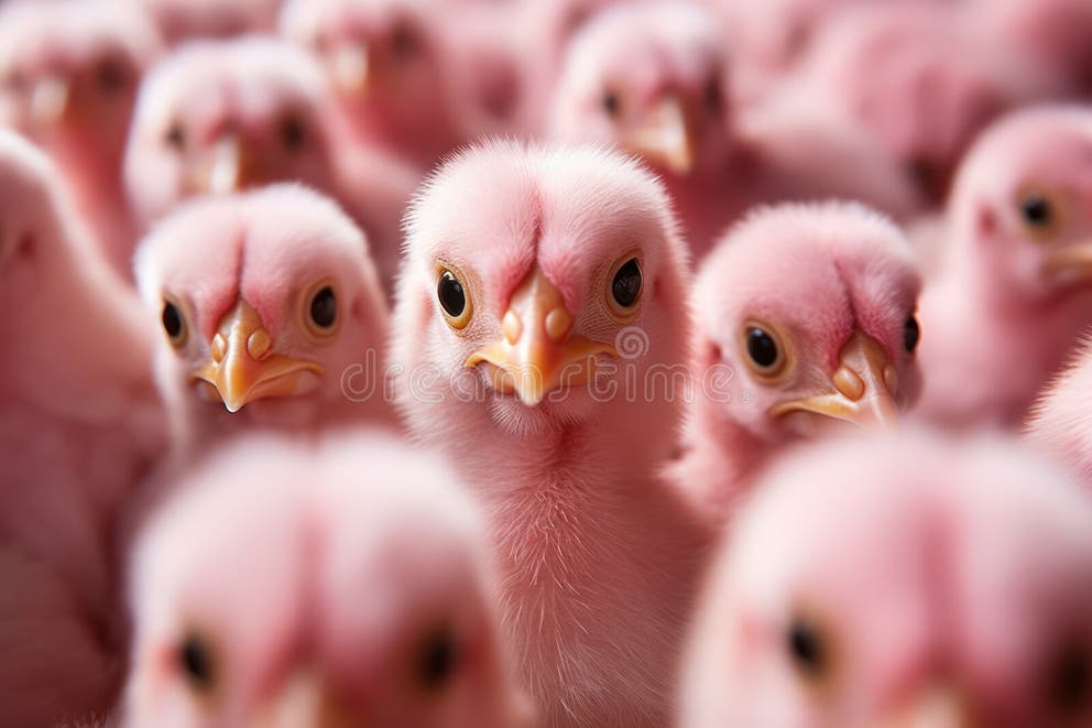 A Group of Pink Chickens Looking at the Camera, Created by Generative ...
