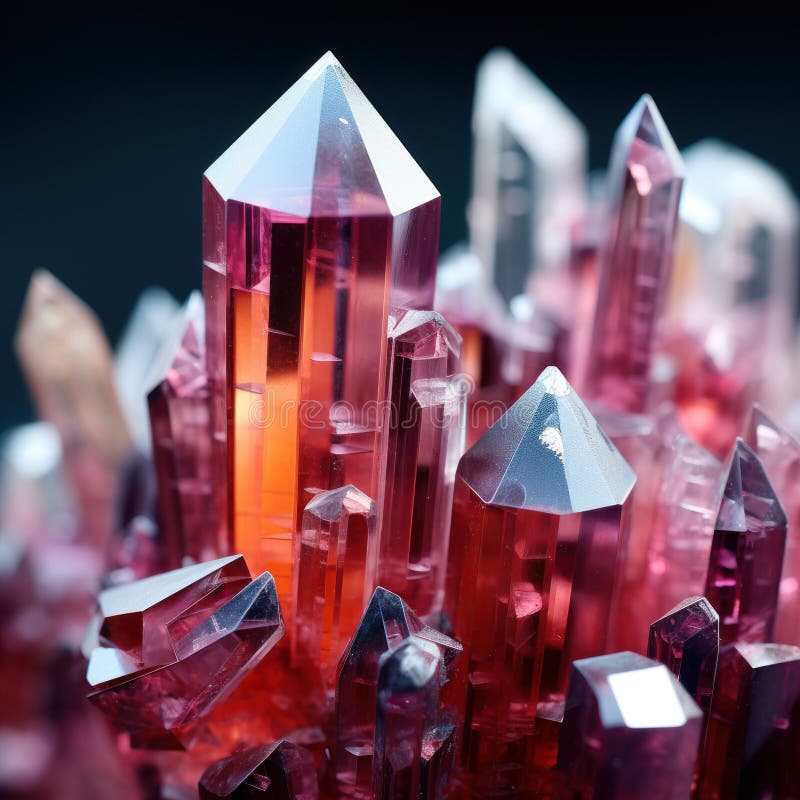 A group of pink crystals stock illustration. Illustration of pink ...