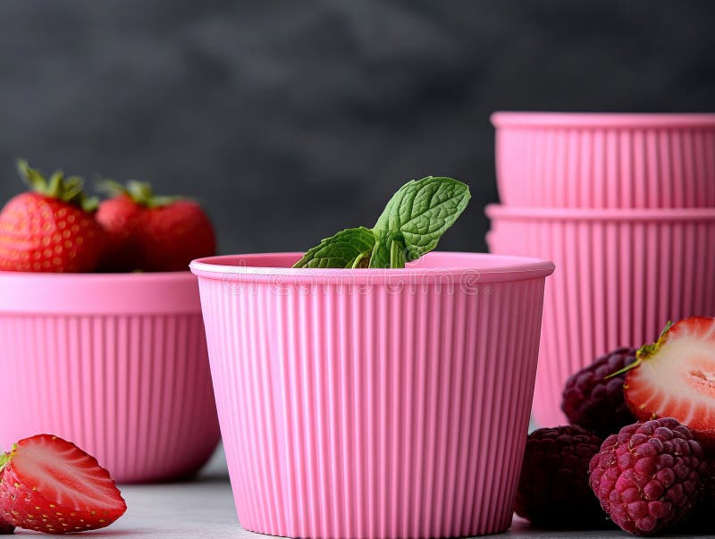 Group Pink Cups Sitting Top Table Stock Photos - Free & Royalty-Free ...