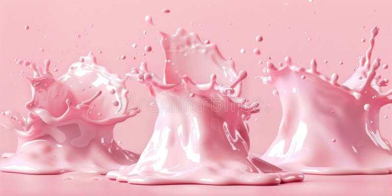 A Group of Pink Liquid Droplets Splashing on Top of Each Other ...