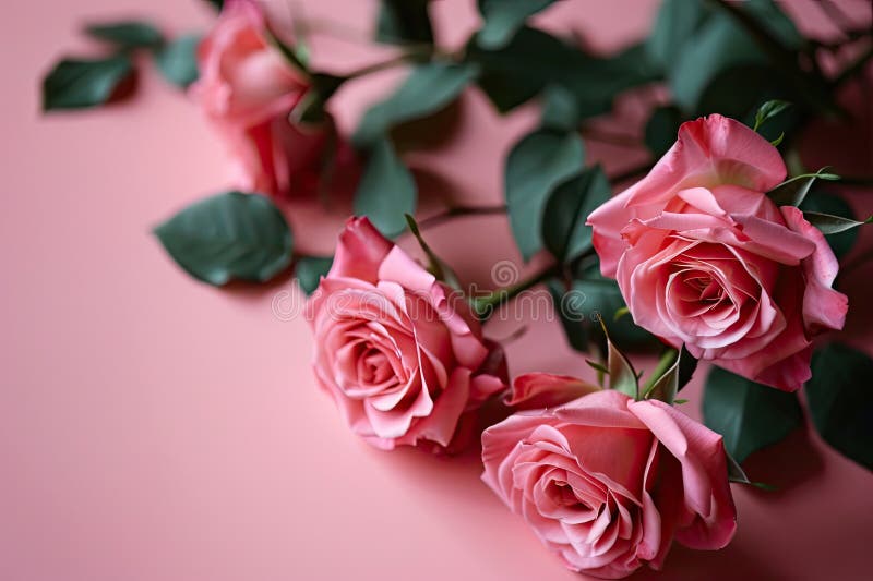 Group of Pink Roses on Table Stock Illustration - Illustration of plant ...