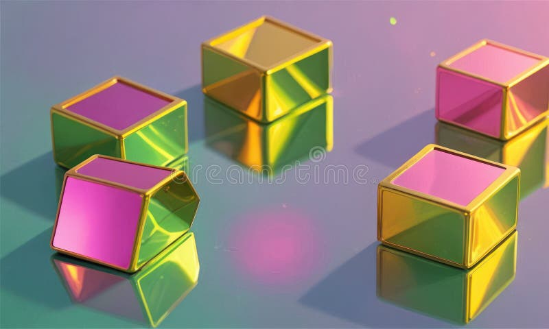A Group of Pink and Yellow Cubes are Arranged on a Table. Stock Illustration - Illustration of ...