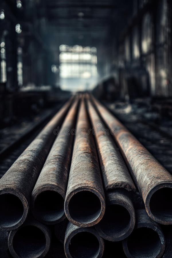 A Group of Pipes Stacked on the Floor Stock Photo - Image of industrial ...