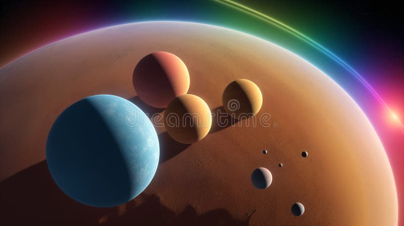 A Group of Planets in the Background of a Planet Stock Illustration ...