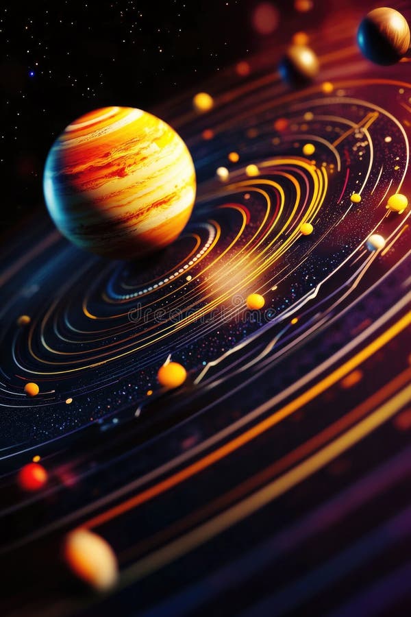 A Group of Planets Orbiting in the Vastness of Space Stock Illustration ...
