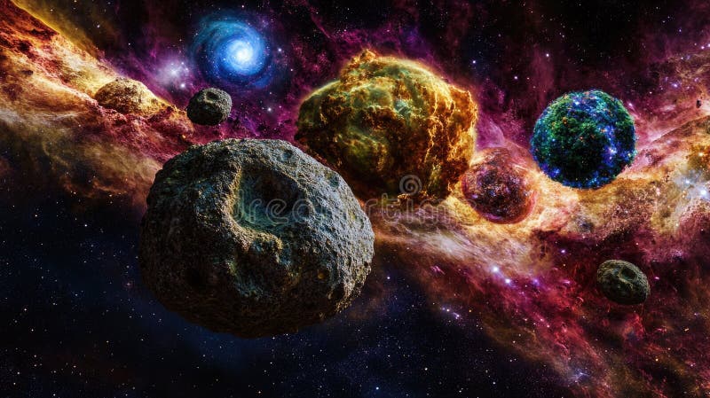 A Group of Planets Orbiting in the Vastness of Space Stock Photo ...