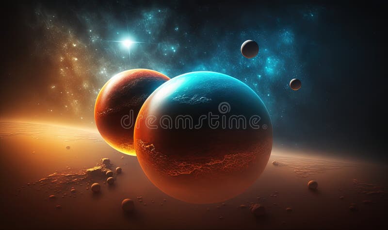 A Group of Planets in a Space with a Bright Light Stock Photo - Image ...