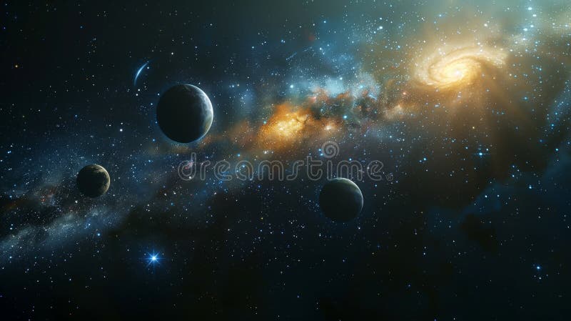Group of Planets and Stars in the Sky Stock Photo - Image of ...