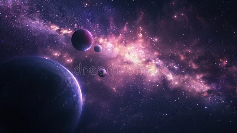 Group of Planets and Stars in the Sky Stock Photo - Image of ...